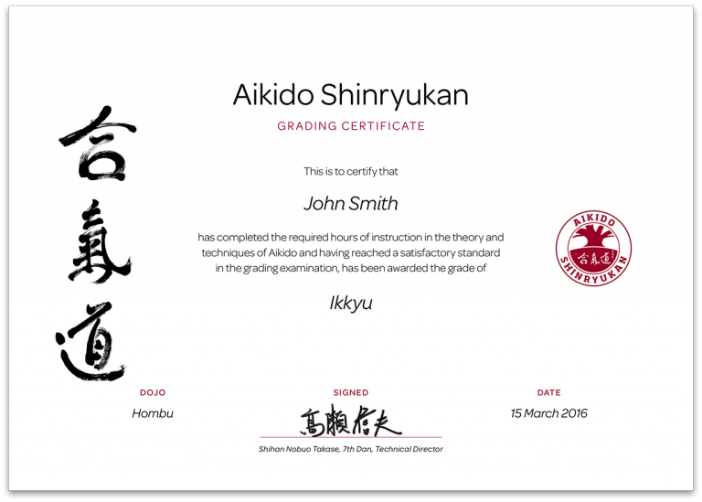 Online Kyu Grade Grading Application - Aikido Shinryukan